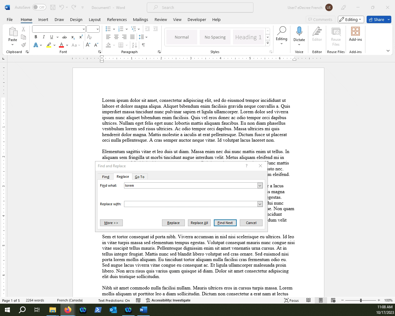 How can I use the Find and Replace function in Microsoft Word?